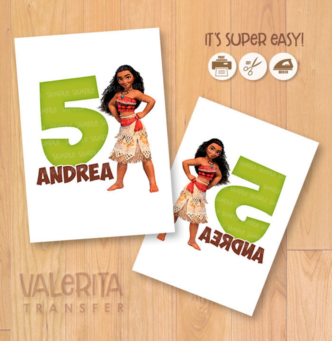 Moana Birthday Printable Iron on Transfers Design Shirt Moana Custom ...