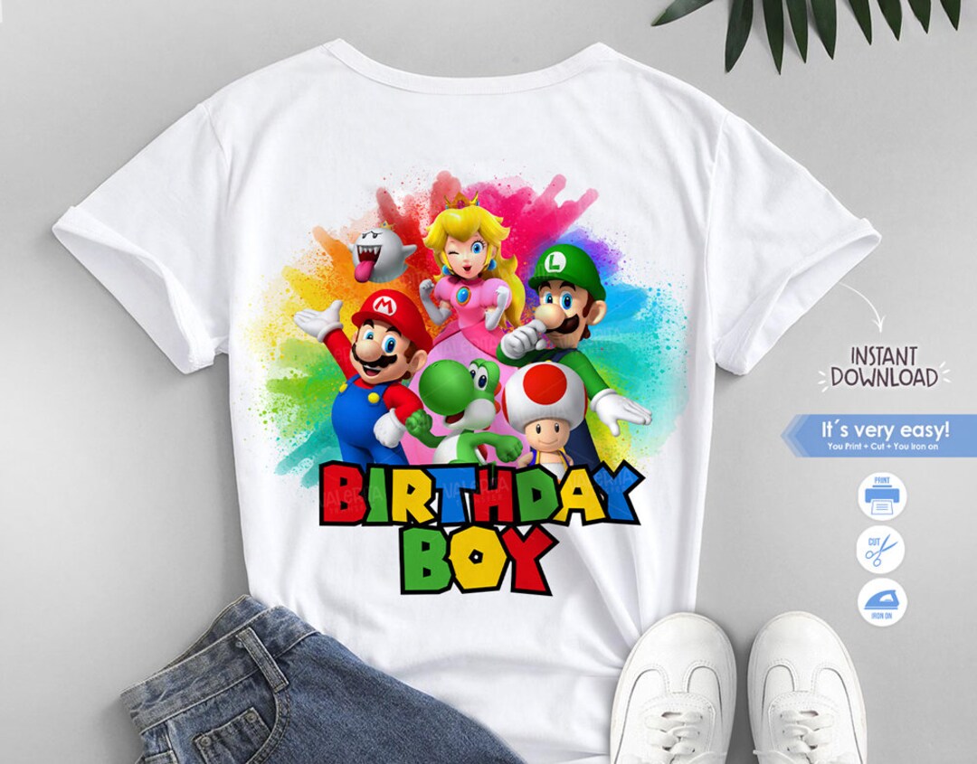 Super Mario Birthday Boy Iron on Transfer, Printable Super Mario Shirt ...