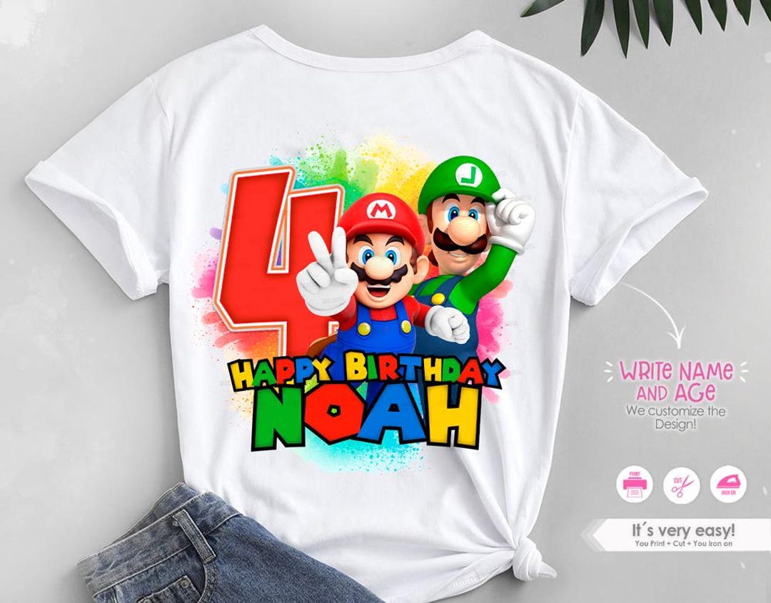 Custom Mario and Luigi Birthday Shirt Design With Name and Age ...