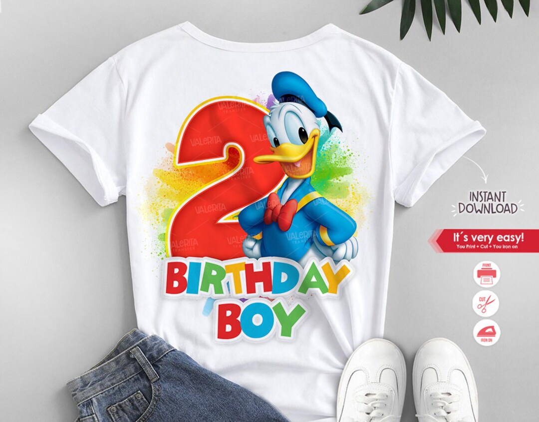Donald Duck 2nd Birthday Shirt, Mickey Mouse Birthday 2nd Shirt, Mickey ...