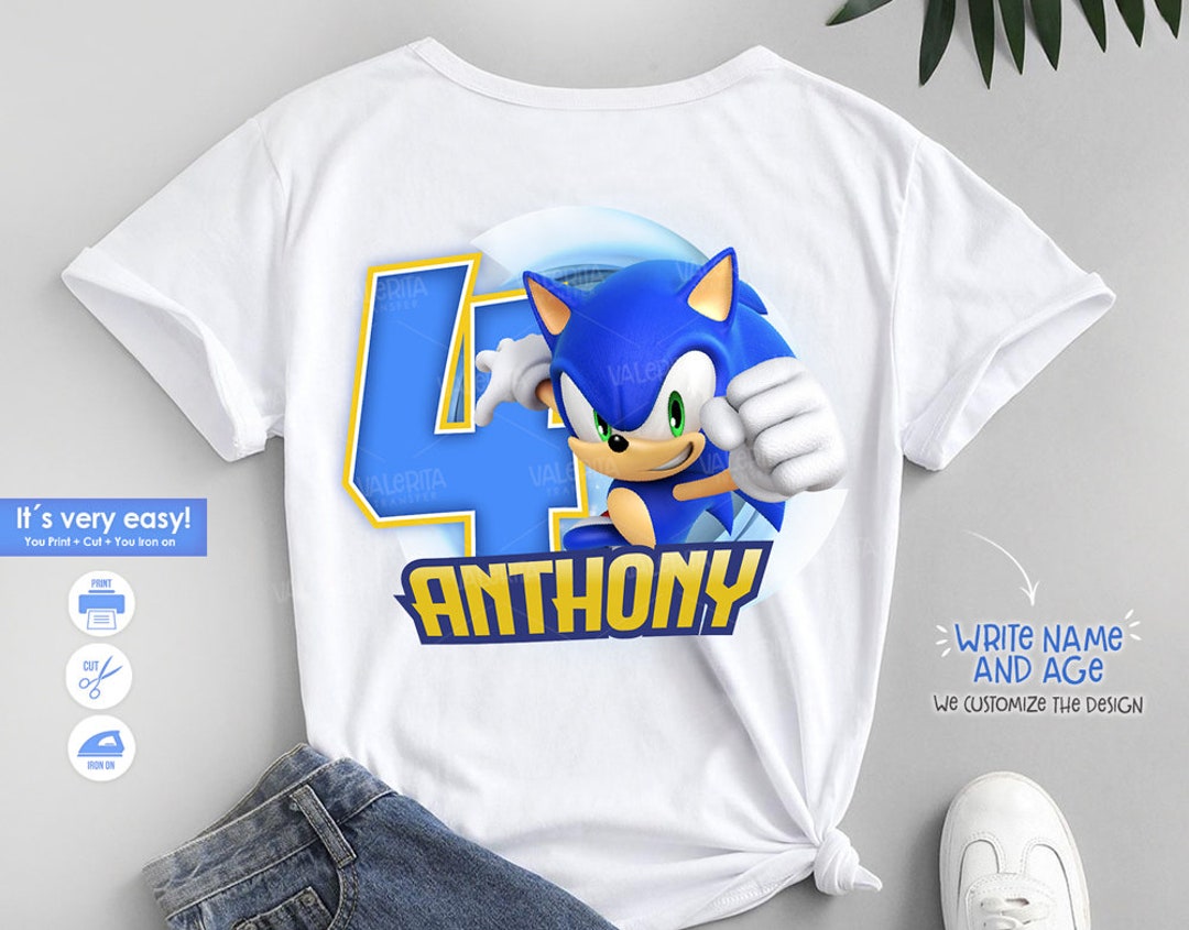 Sonic Png Birthday Shirt Custom Name and Age, Sonic Clipart, Sonic ...