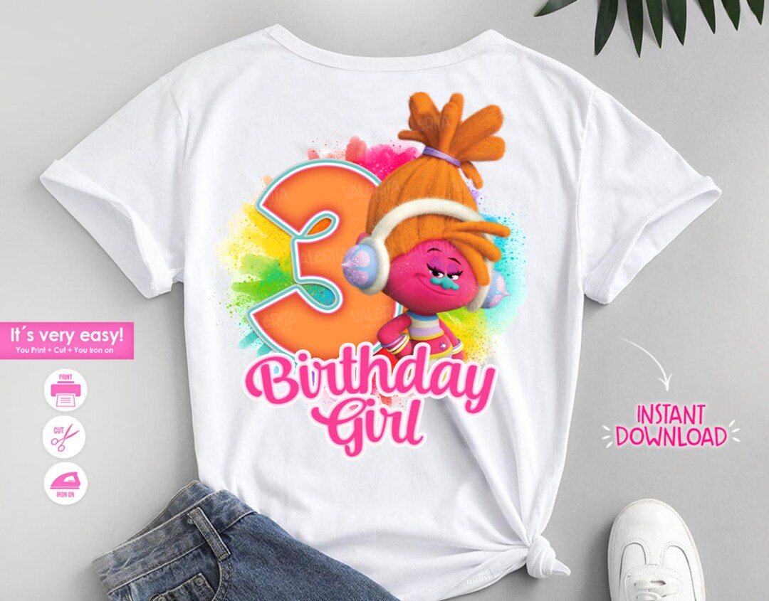 Trolls Birthday Shirt, DJ Suki Trolls PNG, Design Shirt 3th Birthday ...