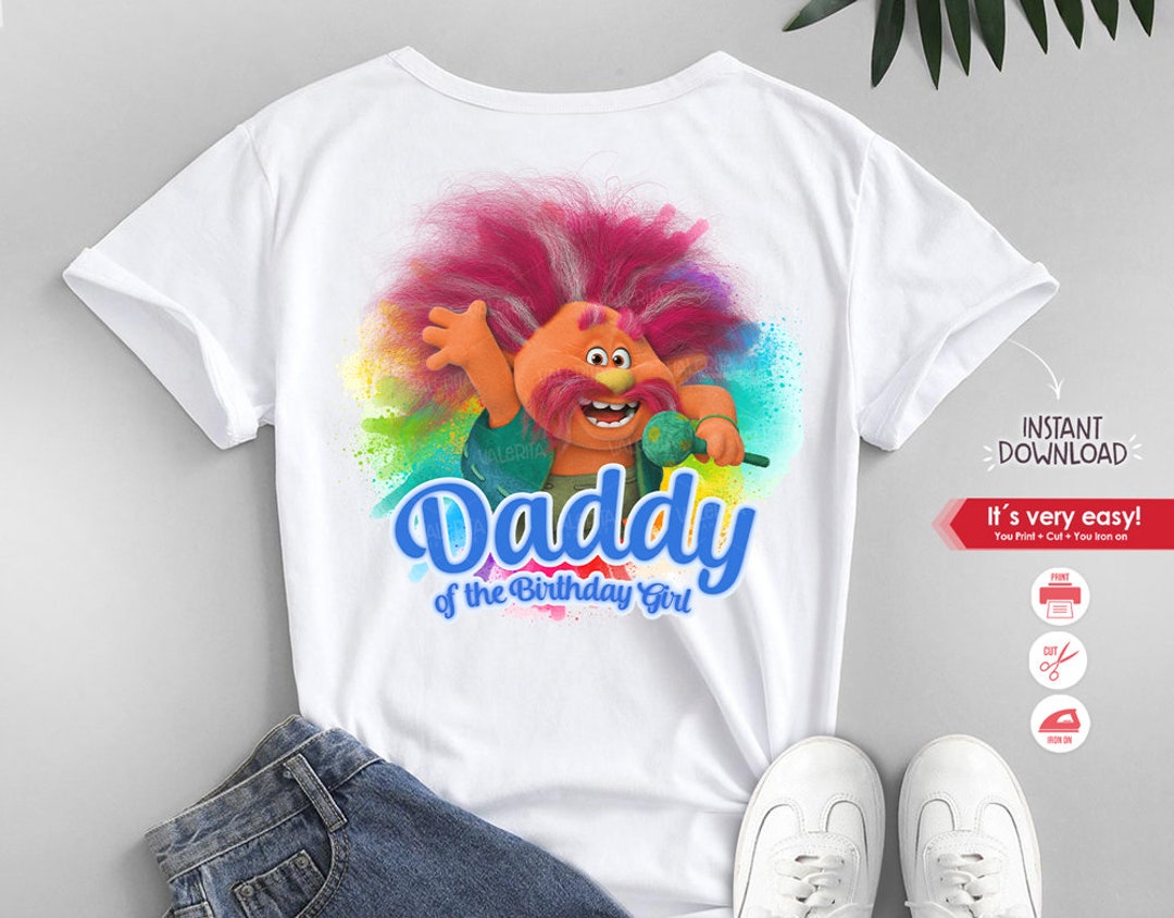 Trolls Daddy Birthday Shirt. Trolls Png, Iron on Transfer Image ...