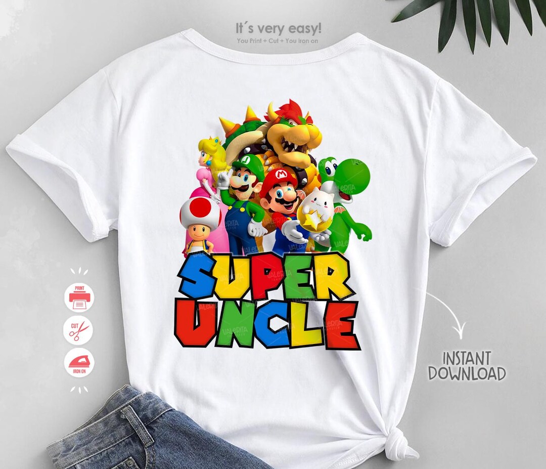 Super Mario Uncle Birthday Shirt Family Shirt Design Super Mario PNG ...