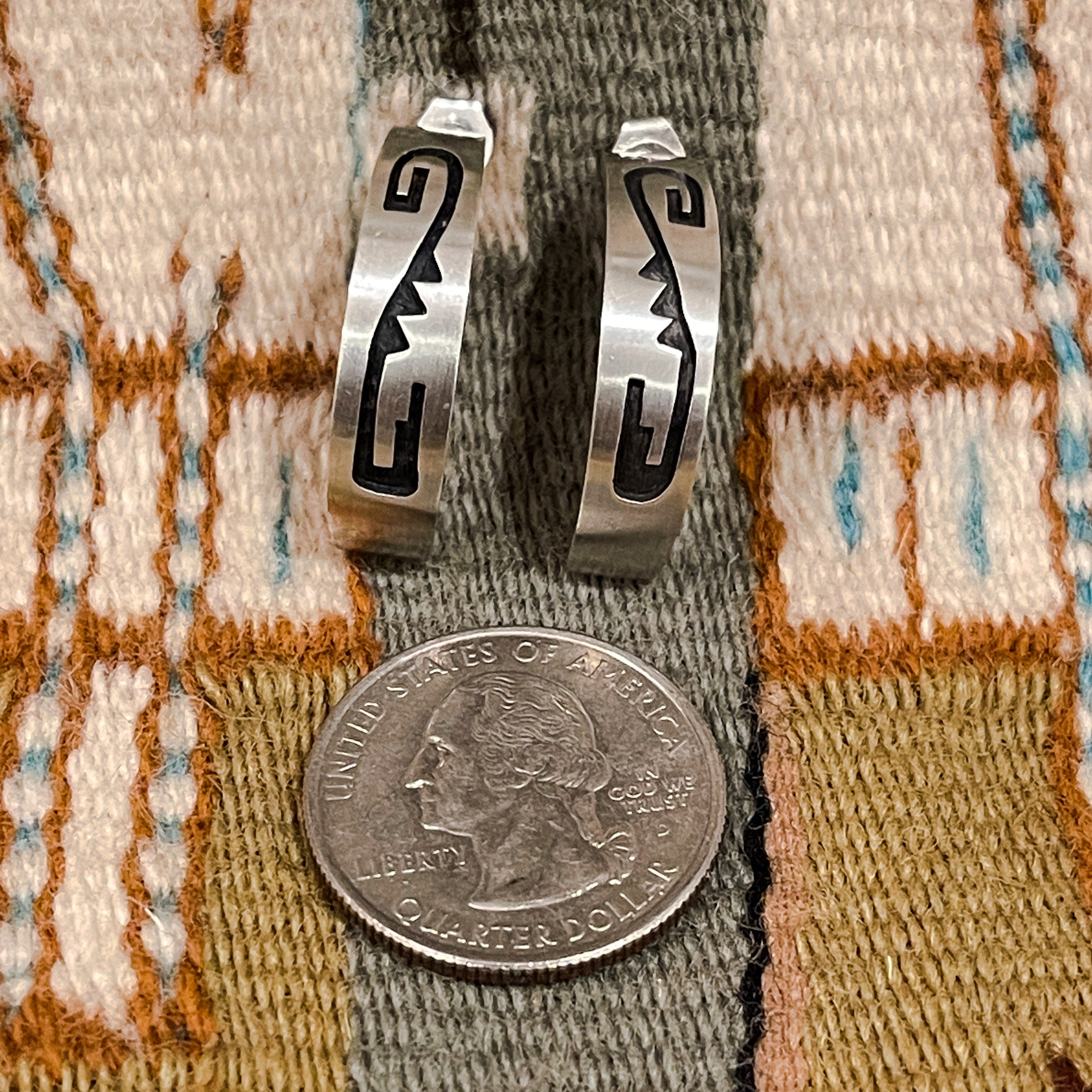 Very Good Vintage Hopi Sterling Silver Overlay Pair of Half Loop ...