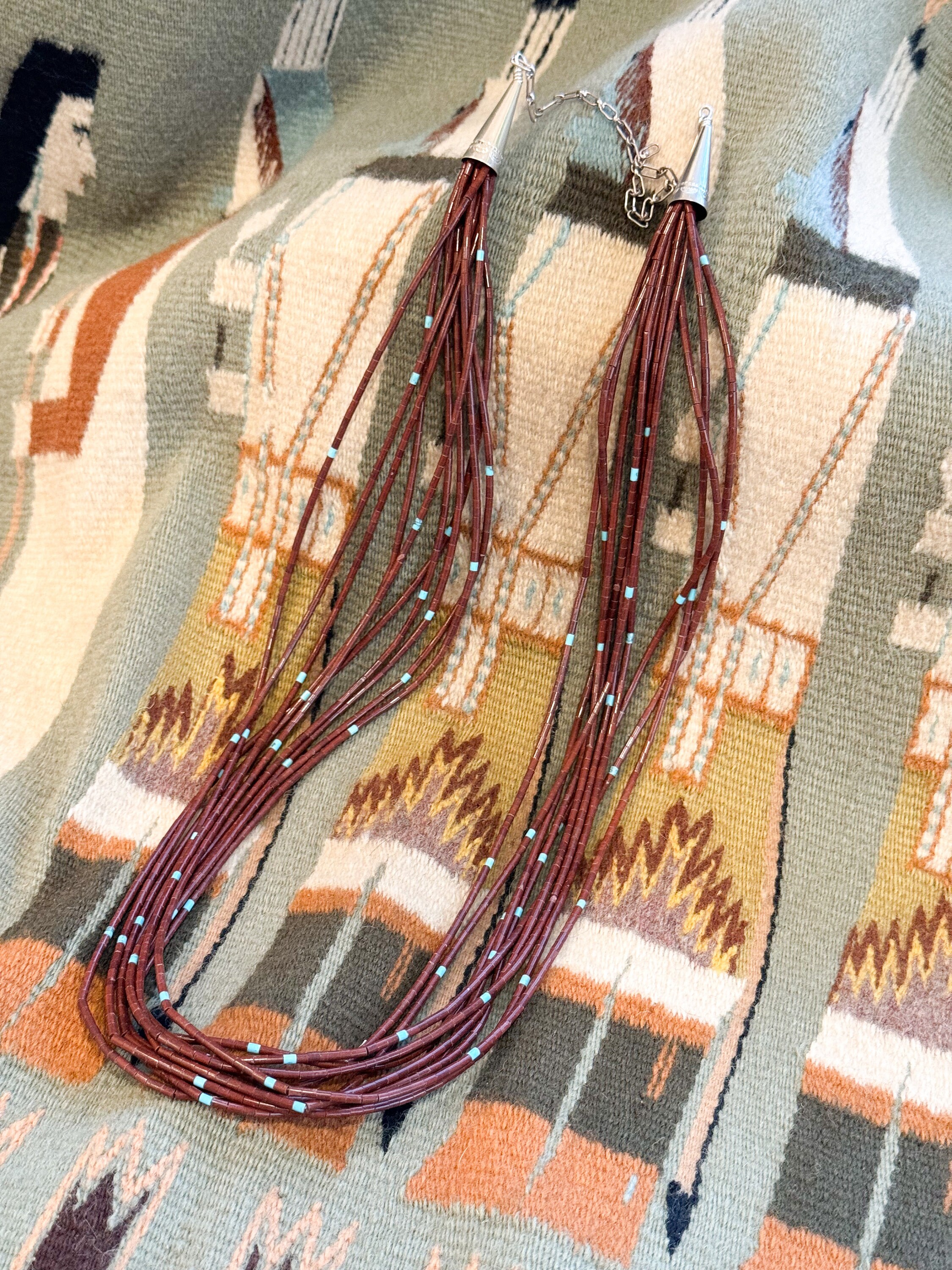 Exquisite Vintage Santo Domingo Ten Strand Hand Rolled Pipestone ...