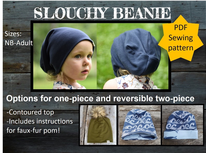 Slouchy Beanie Hat SEWING Pattern, Baby to Adult Hat (digital Download ...