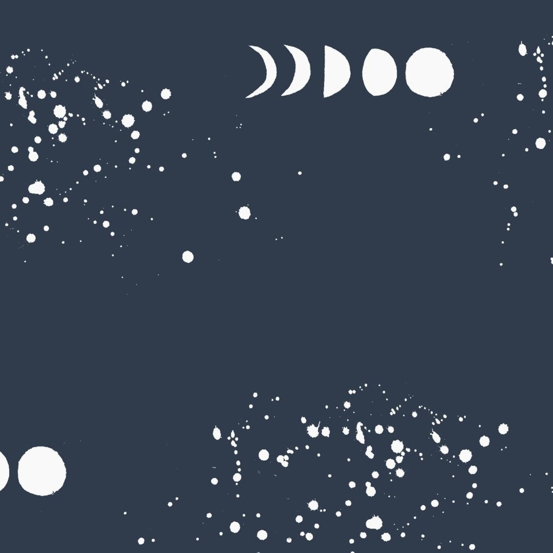 Moon Phases Poplin, Organic Fabric, Lunar Fabric, Navy Moons, Monaluna ...