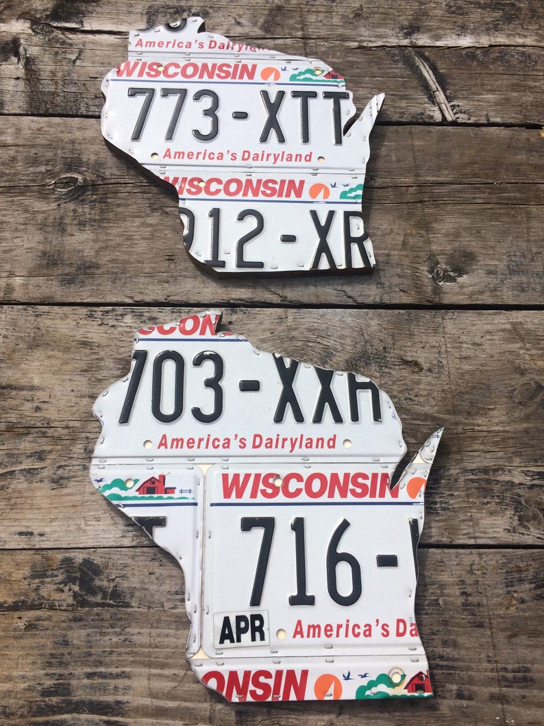 Wisconsin License Plate Shape. Wall Hang or Shelf Made With - Etsy