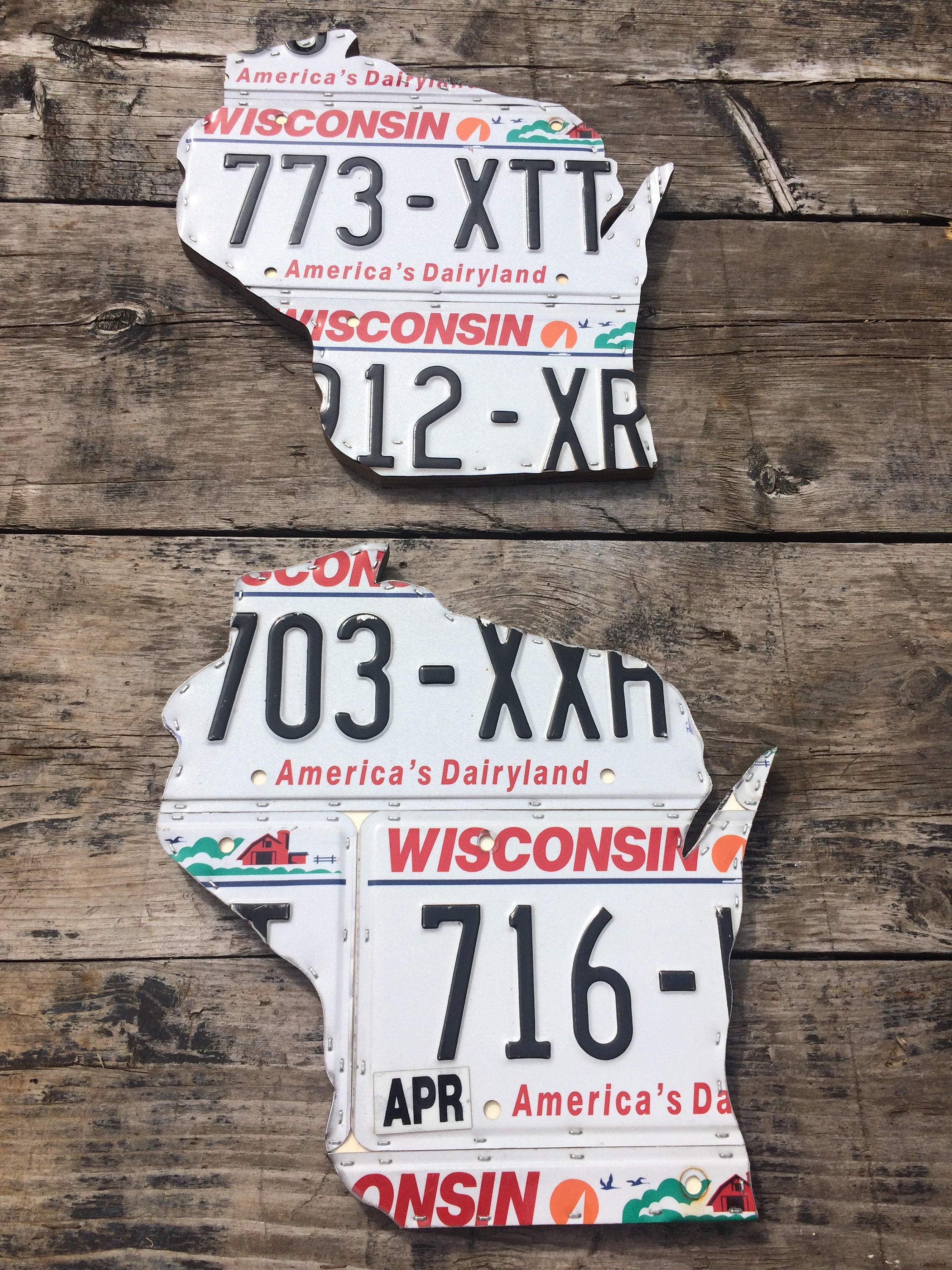 Wisconsin license plate shape. Wall hang or shelf made with | Etsy