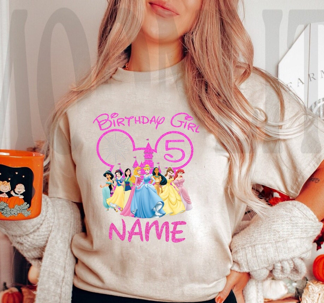 Disneyland Princess Birthday Girl Shirt, Custom Name Birthday Party Shirt, Princess Squad Family ...