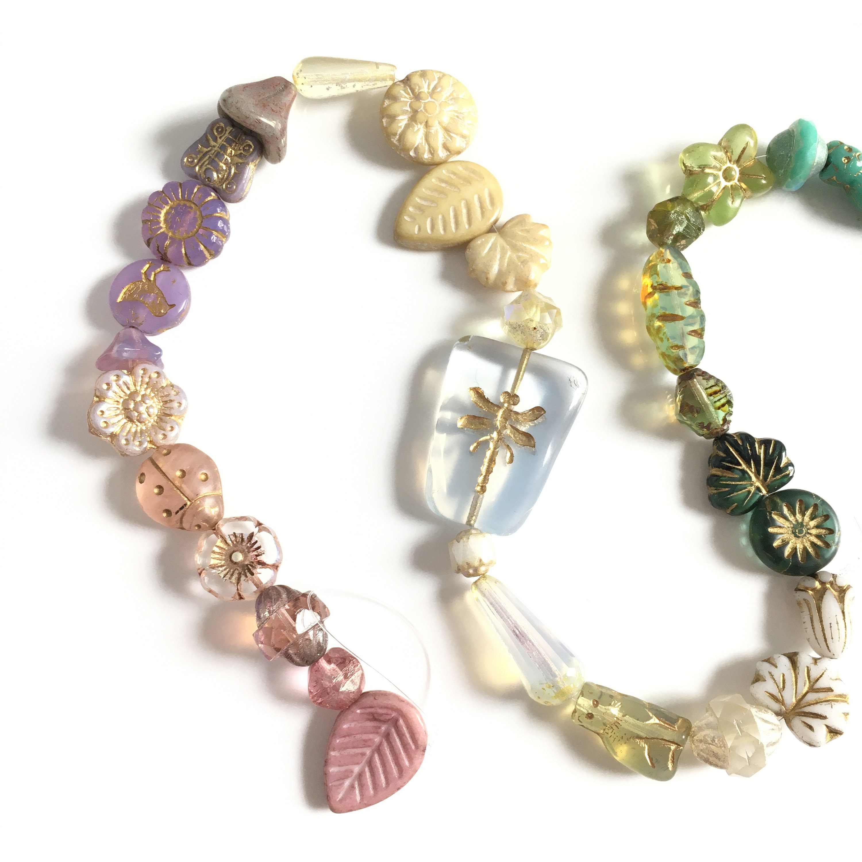 36pc Custom Czech Glass Bead Mix Strand Colorful Czech Glass Bead Mix