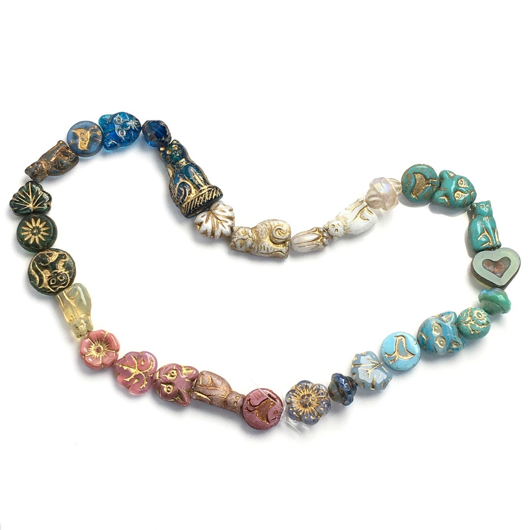 30pc Custom Czech Glass Bead Mix/strand, Colorful Czech Glass Bead Mix ...