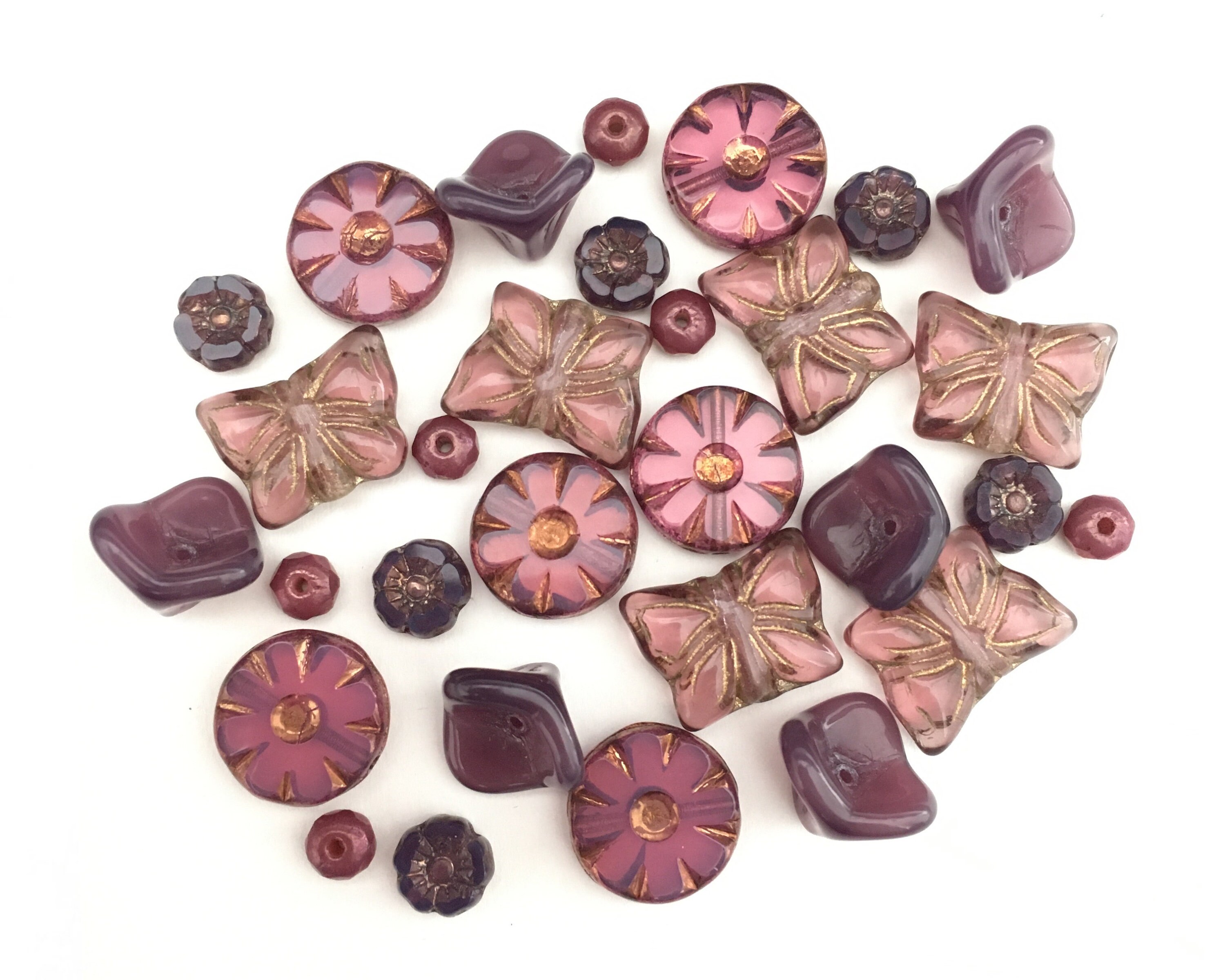30pc Custom Czech Glass Bead Mix Colorful Czech Glass Bead Mix Purple
