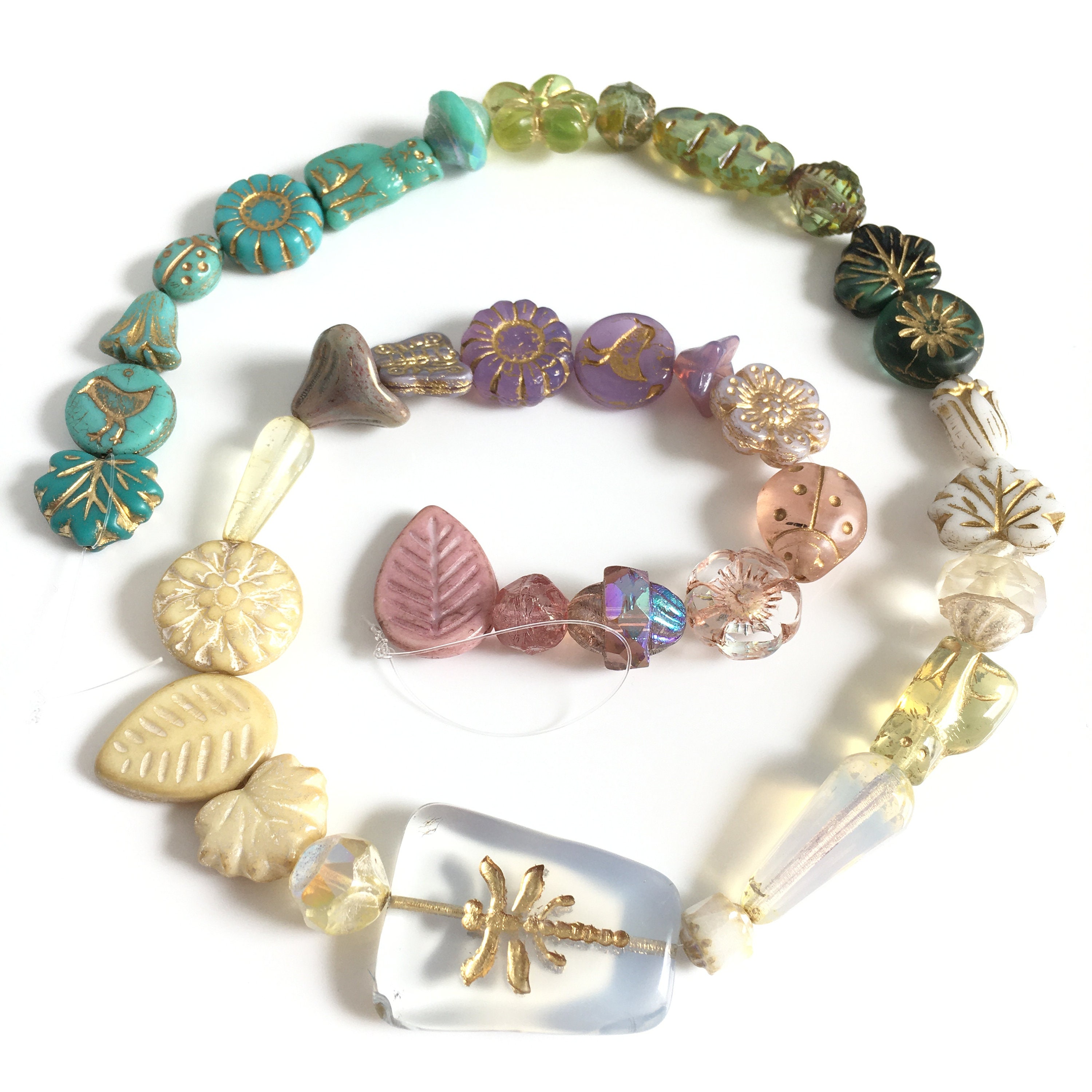 36pc Custom Czech Glass Bead Mix Strand Colorful Czech Glass Bead Mix