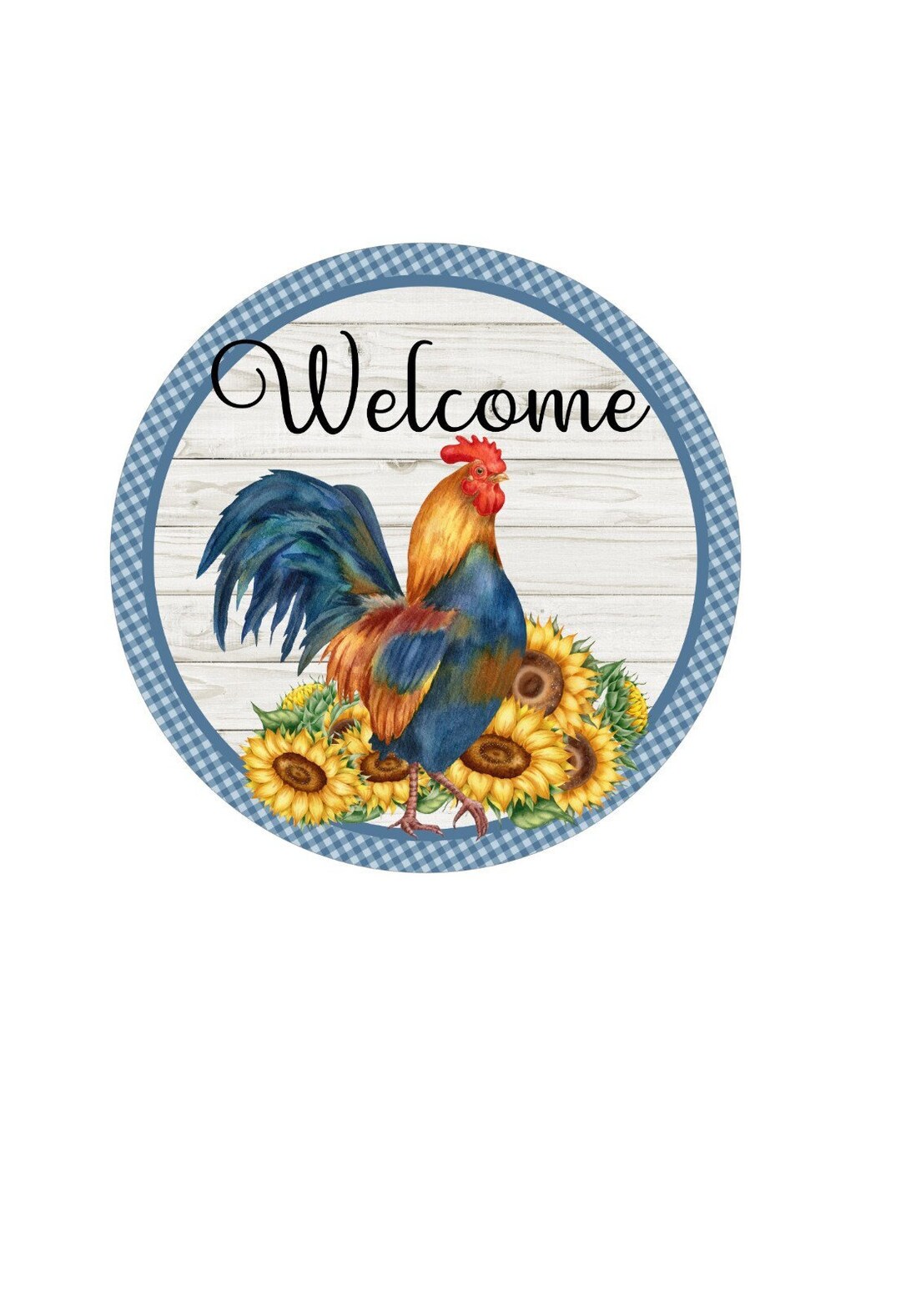 Welcome Rooster Wreath Sign, Round Sign, Wreath Sign, Wreath Attachment, Rooster Sign, Everyday ...