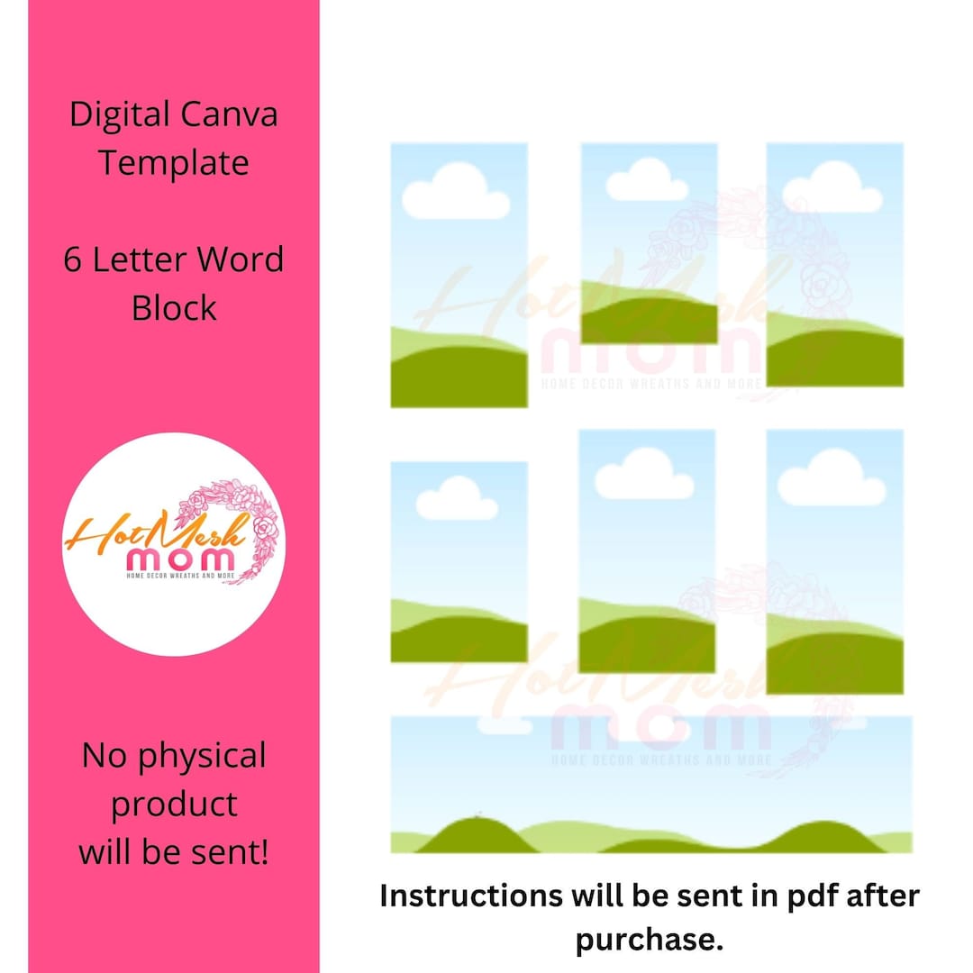 6 Letter Word Block, Digital Paper Canva Template, Digital Download No ...