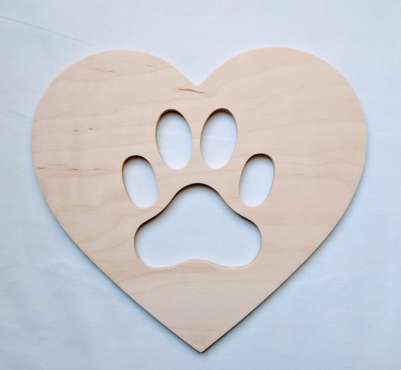 Heart Paw Sign Wood Heart Wood Paw Dog Paw Sign Wood - Etsy