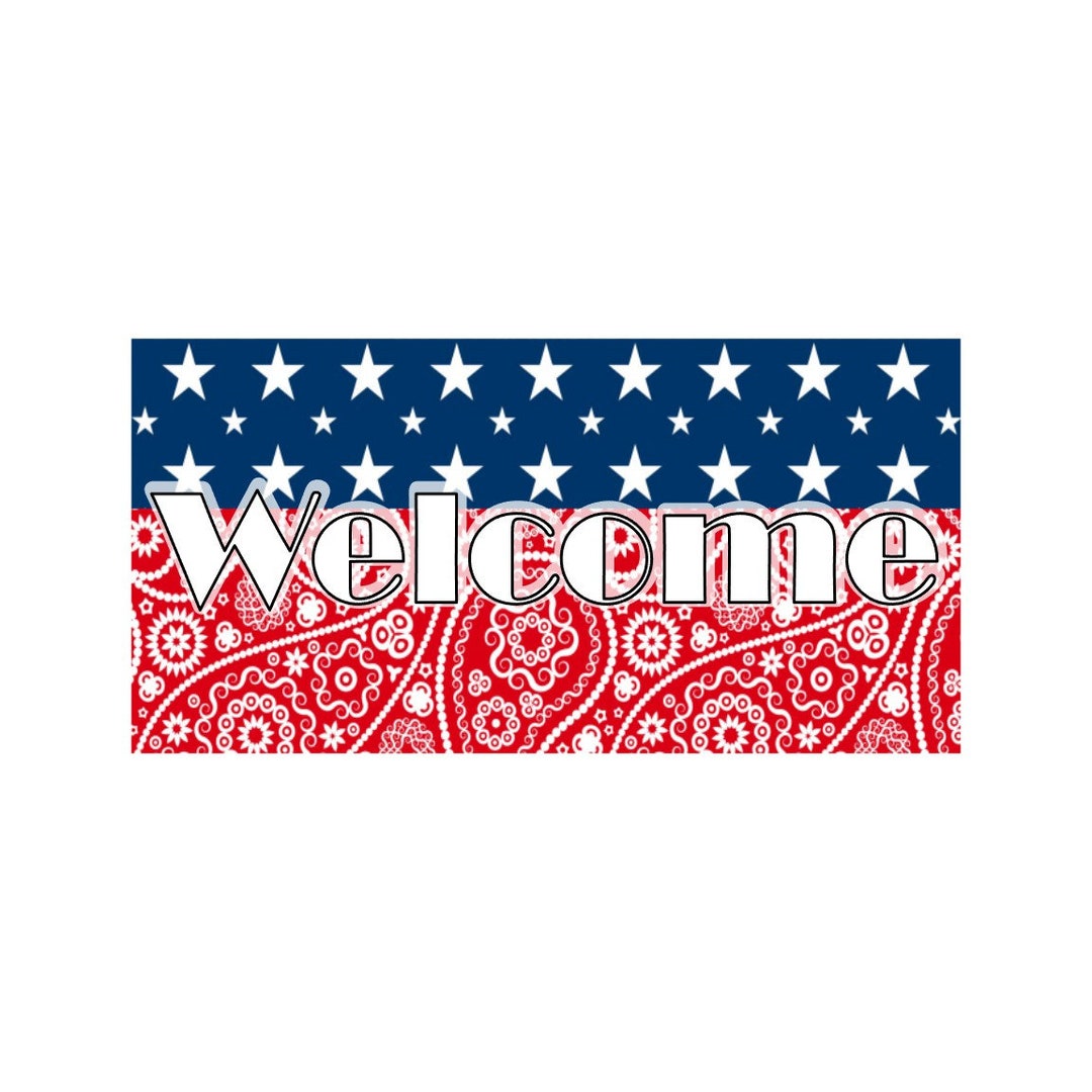 Patriotic Paisley Welcome 12 Wreath Sign, Rectangle Sign, Wreath Sign ...