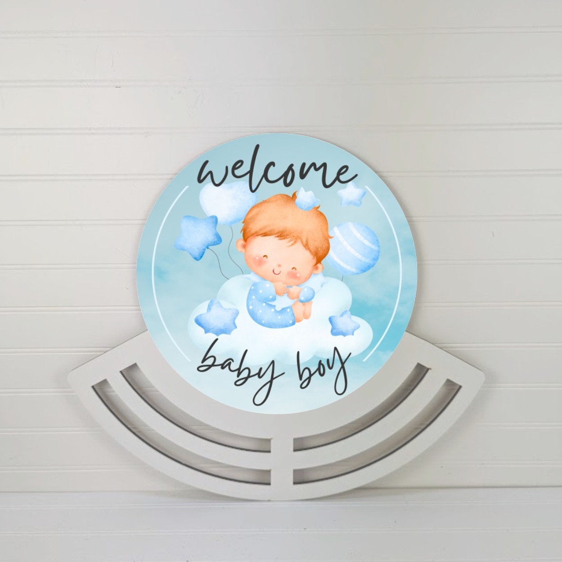 Welcome Baby Boy Light Blue Baby Gift Nursery Wreath - Etsy
