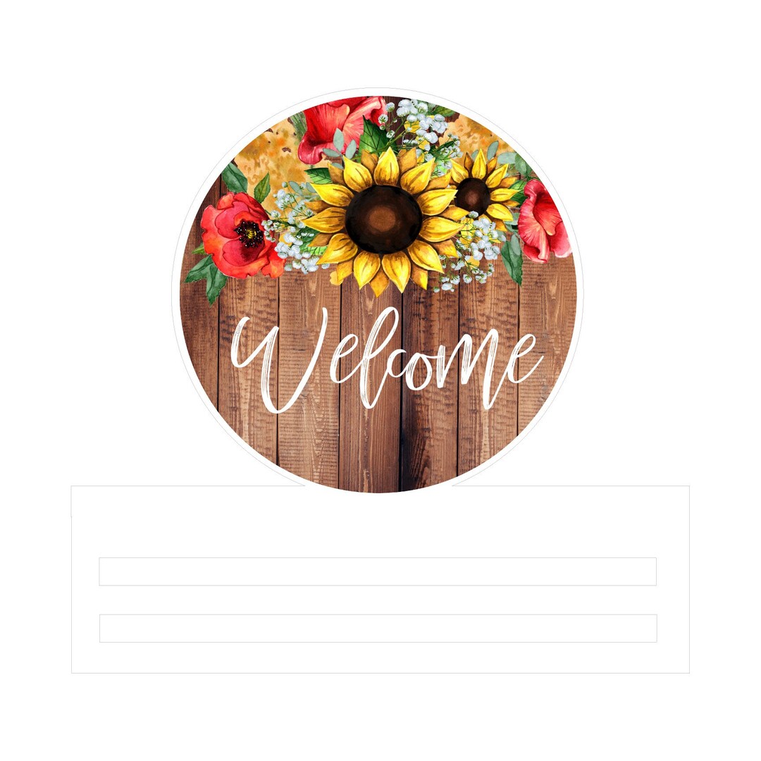 Welcome Floral Wreath, Wreath Rail, Door Decoration, Sunflowers, Spring ...
