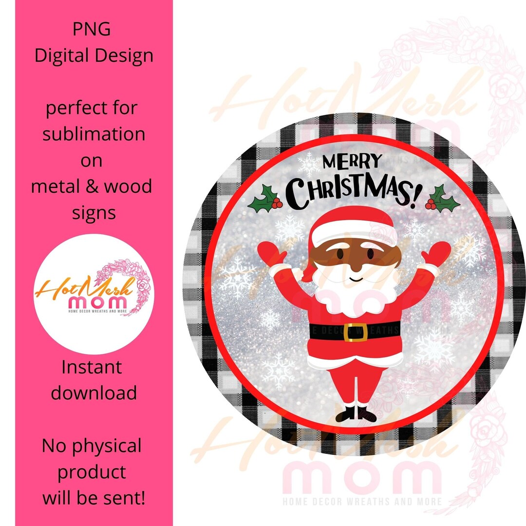 DIGITAL Merry Christmas Tan Santa, Digital Download, Sublimation ...