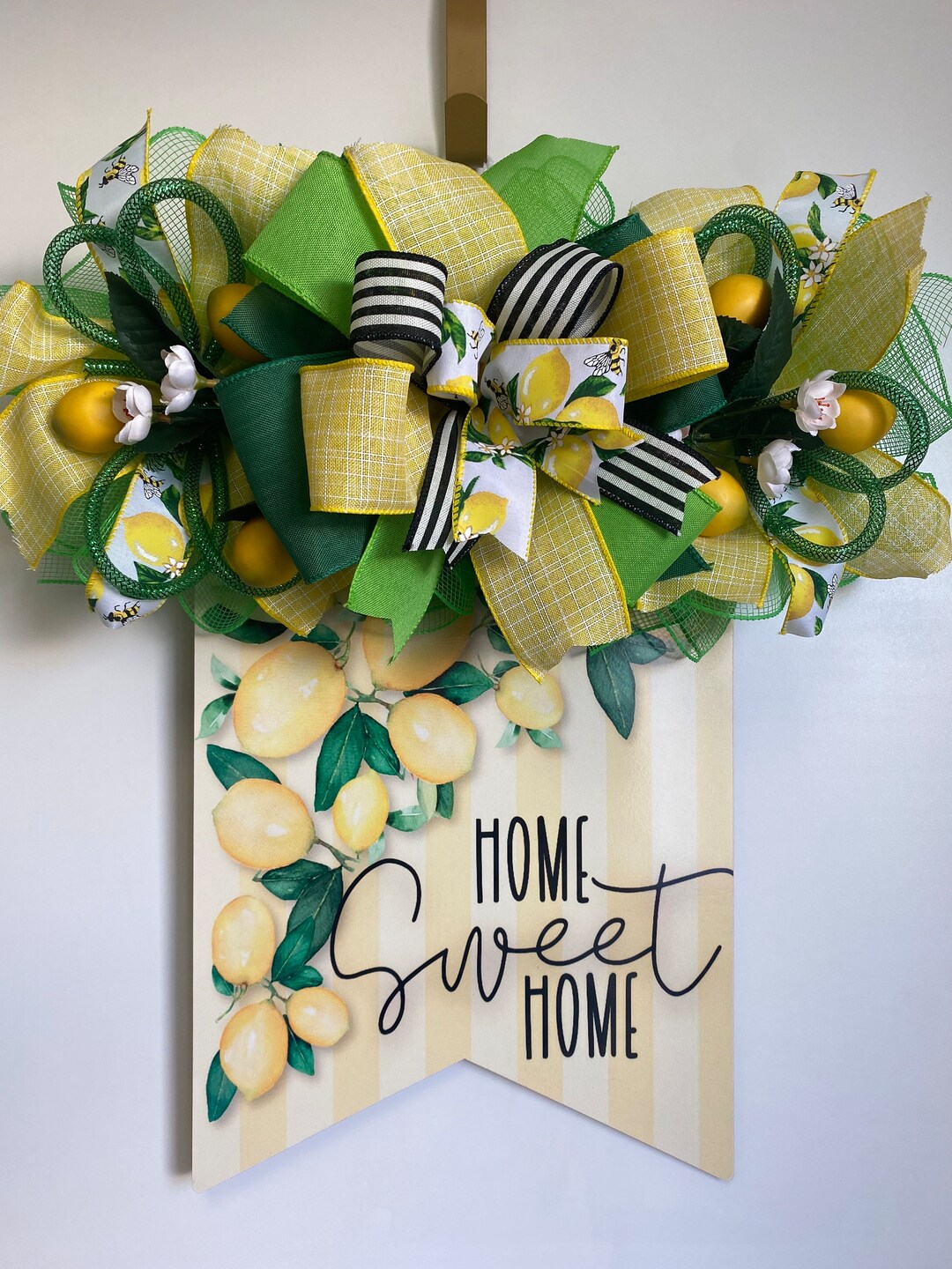 Lemon Home Sweet Home Bunting Wreath Wreath Sale - Etsy