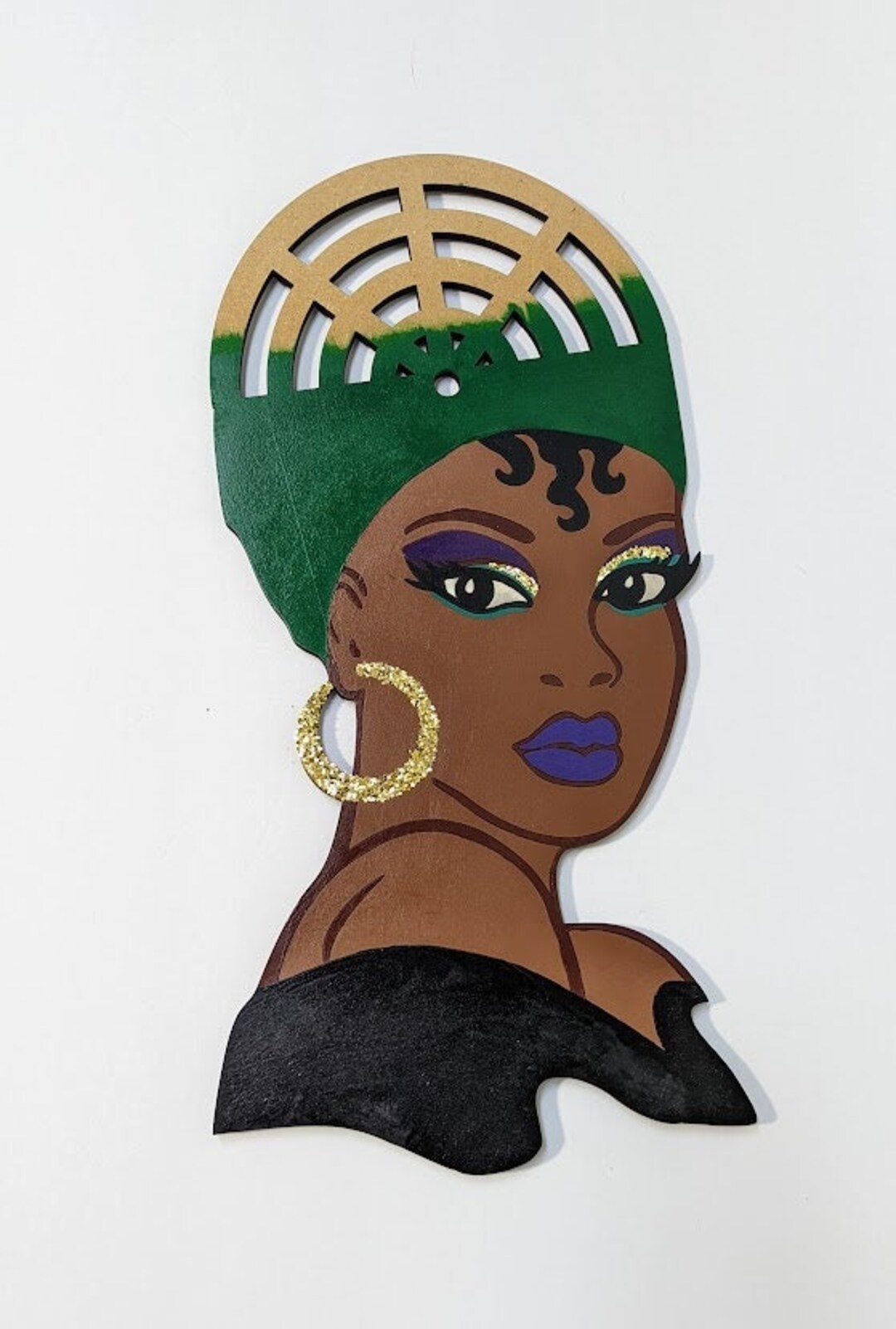 Mardi Gras Diva, Diva Scarf Wreath Rail, Afro Wreath Rail, Door Hanger ...