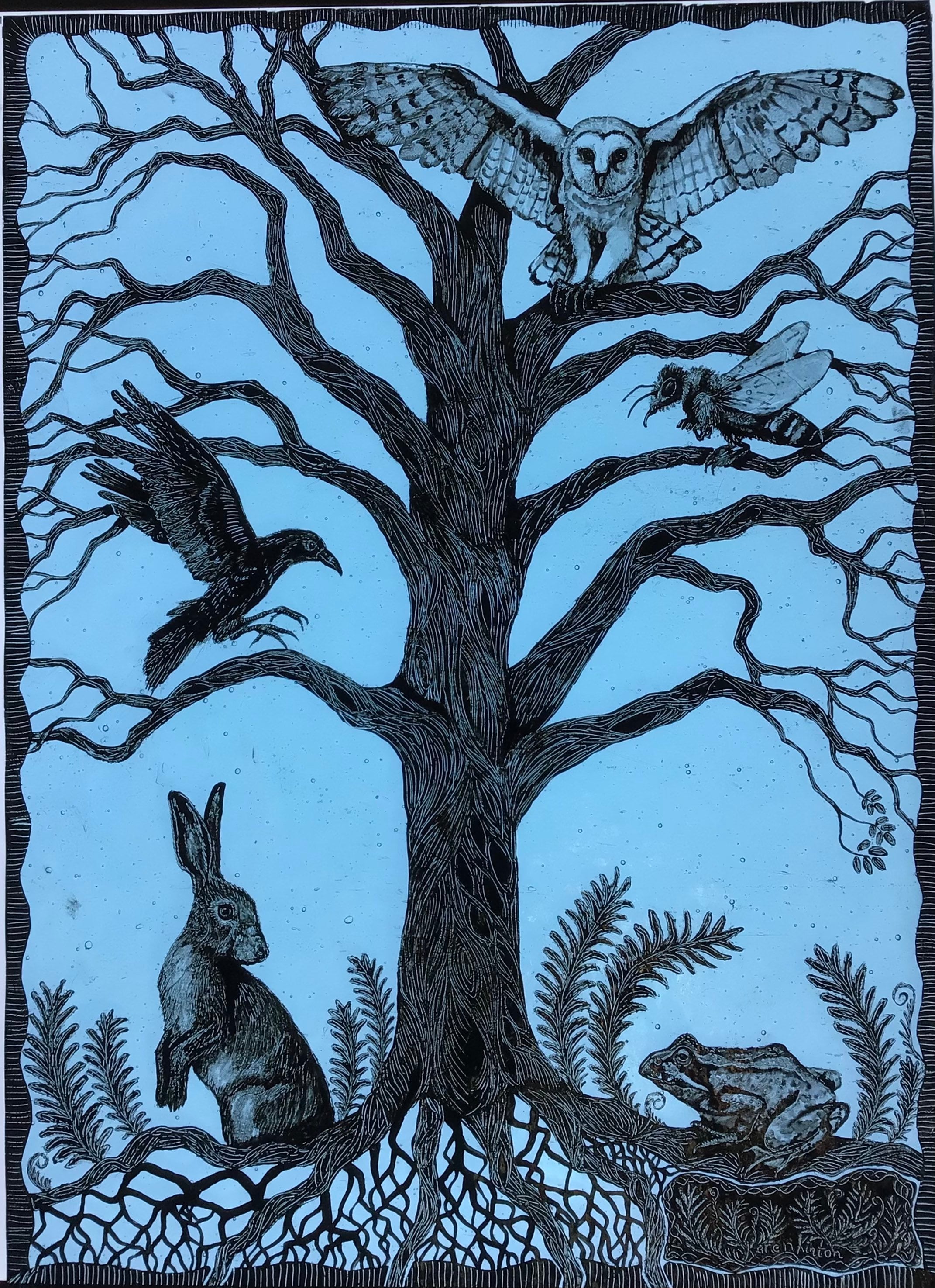 Family Tree Hand Painted and Etched Custom Design Stained - Etsy UK