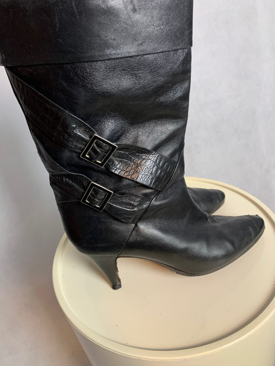Vintage Black Boots 80's - Etsy