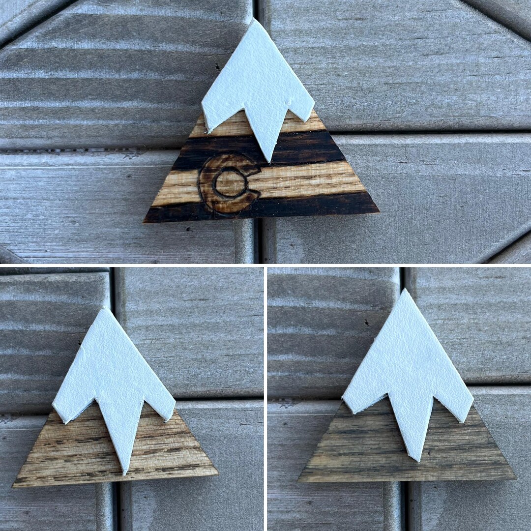 Wood Magnets | Repurposed Leather | Colorado | Hand Painted | Wood ...
