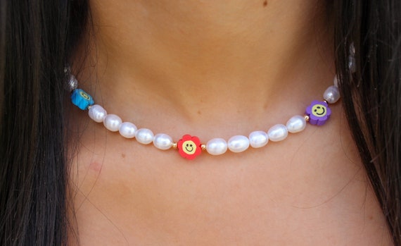 Smiley Flower Necklace | Etsy