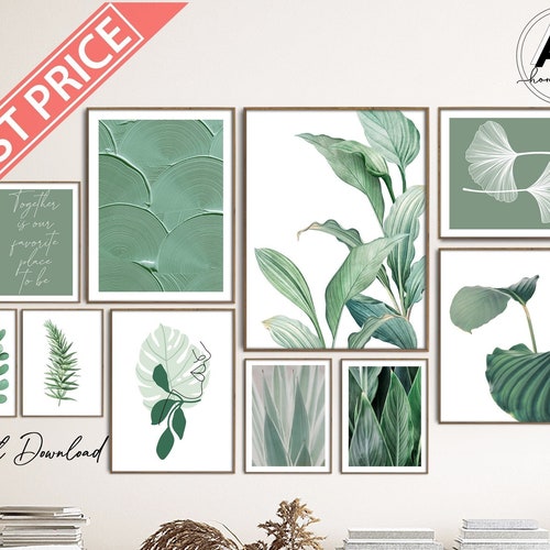 Green Botanical Wall Art Prints Set Green Leaves Wall Art - Etsy