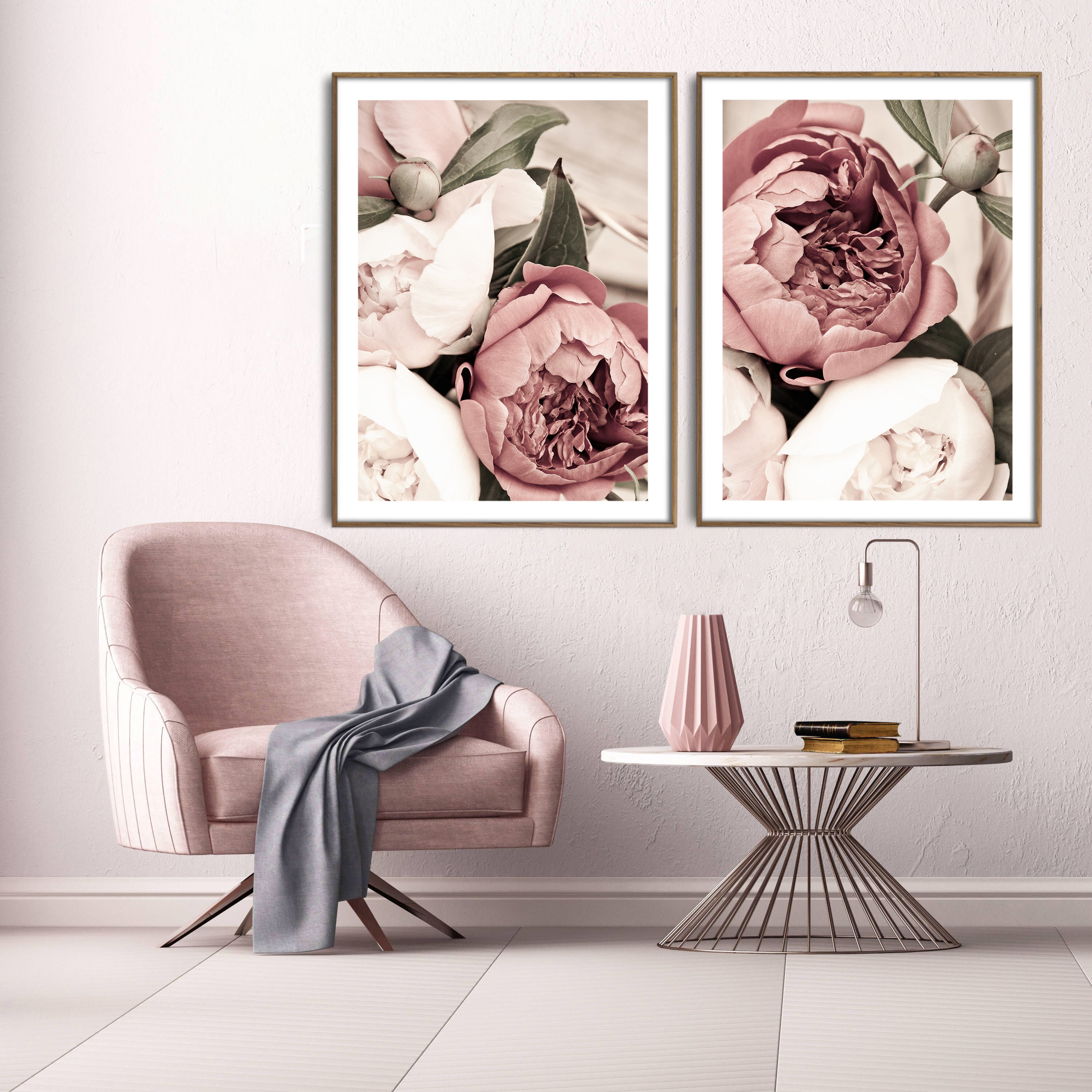Pink Peonies Flower Wall Art Print Pink Peony Wall Art - Etsy