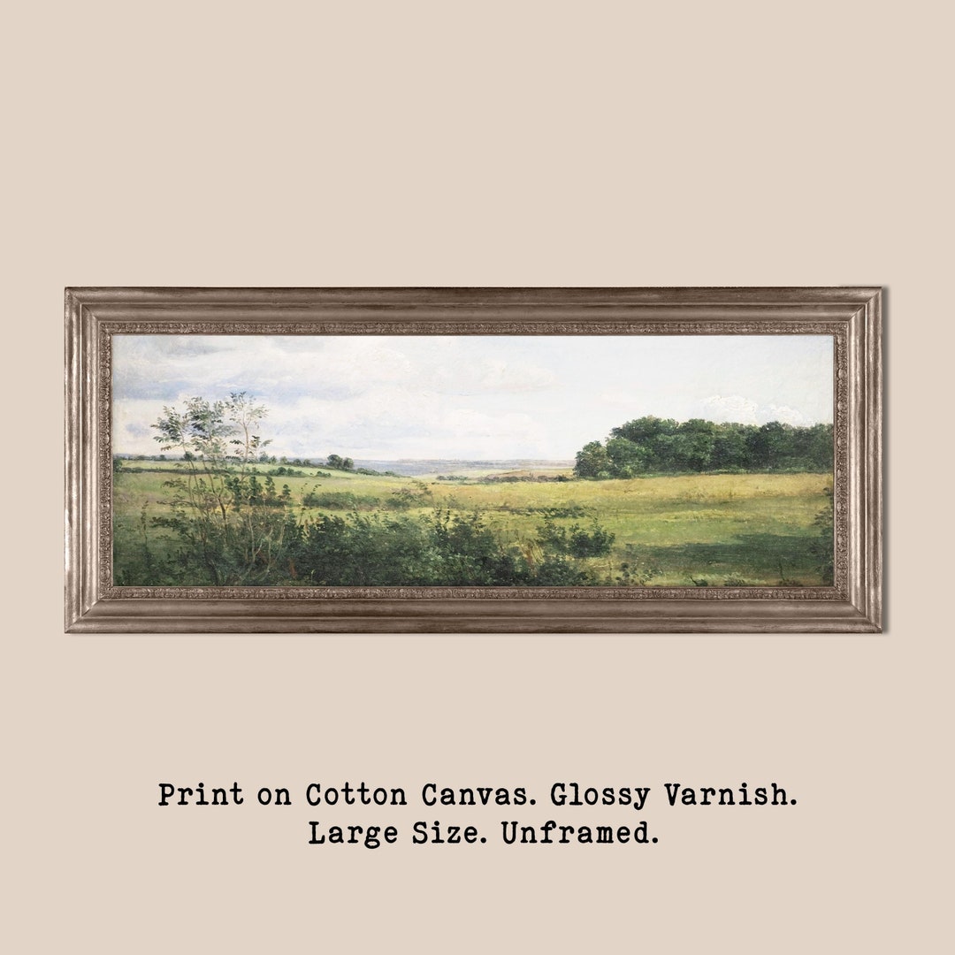 Panoramic Vintage Landscape Oil Painting Wall Art, Long Horizontal ...