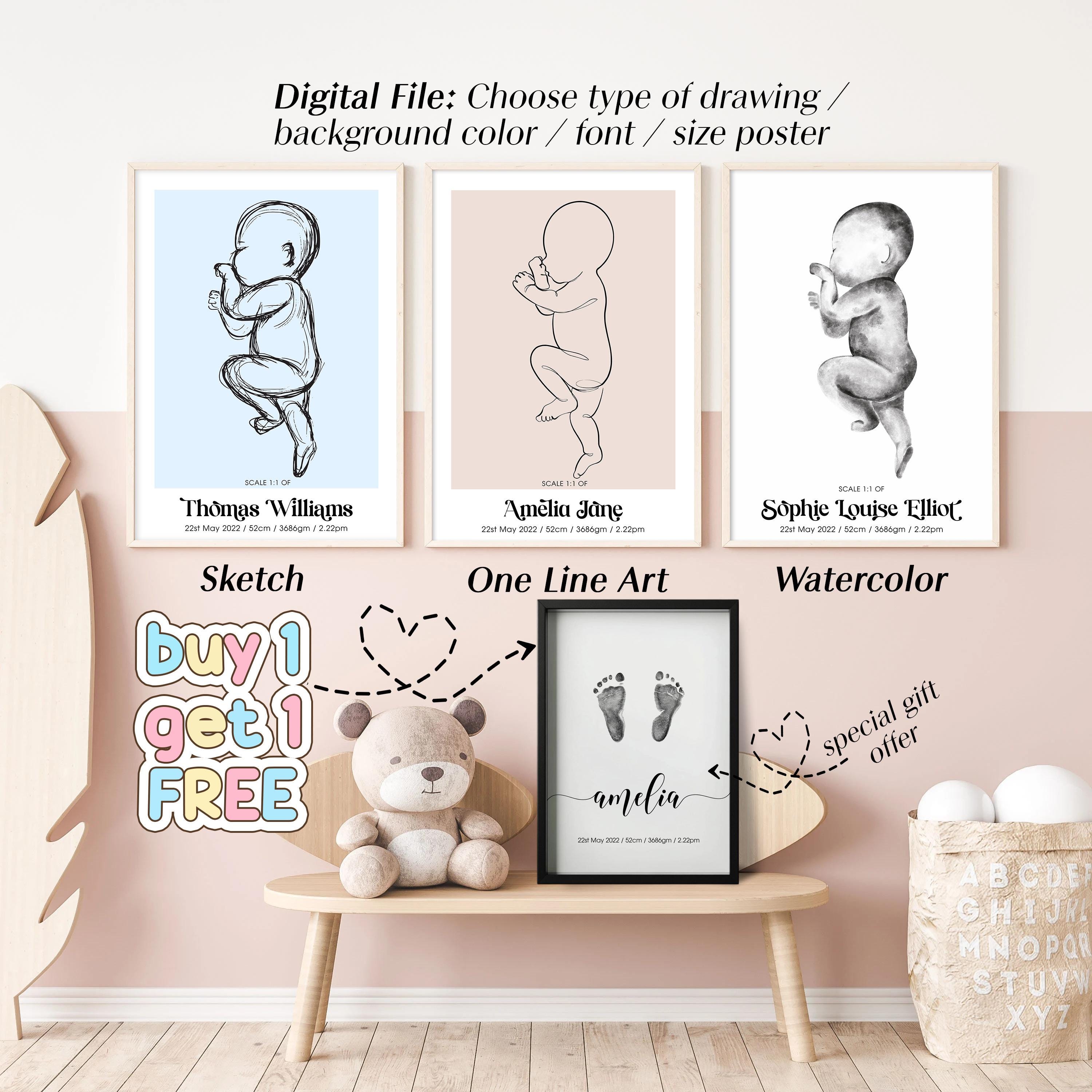 Custom Newborn Birth Poster Scaled 1:1, Personalized Baby Poster ...