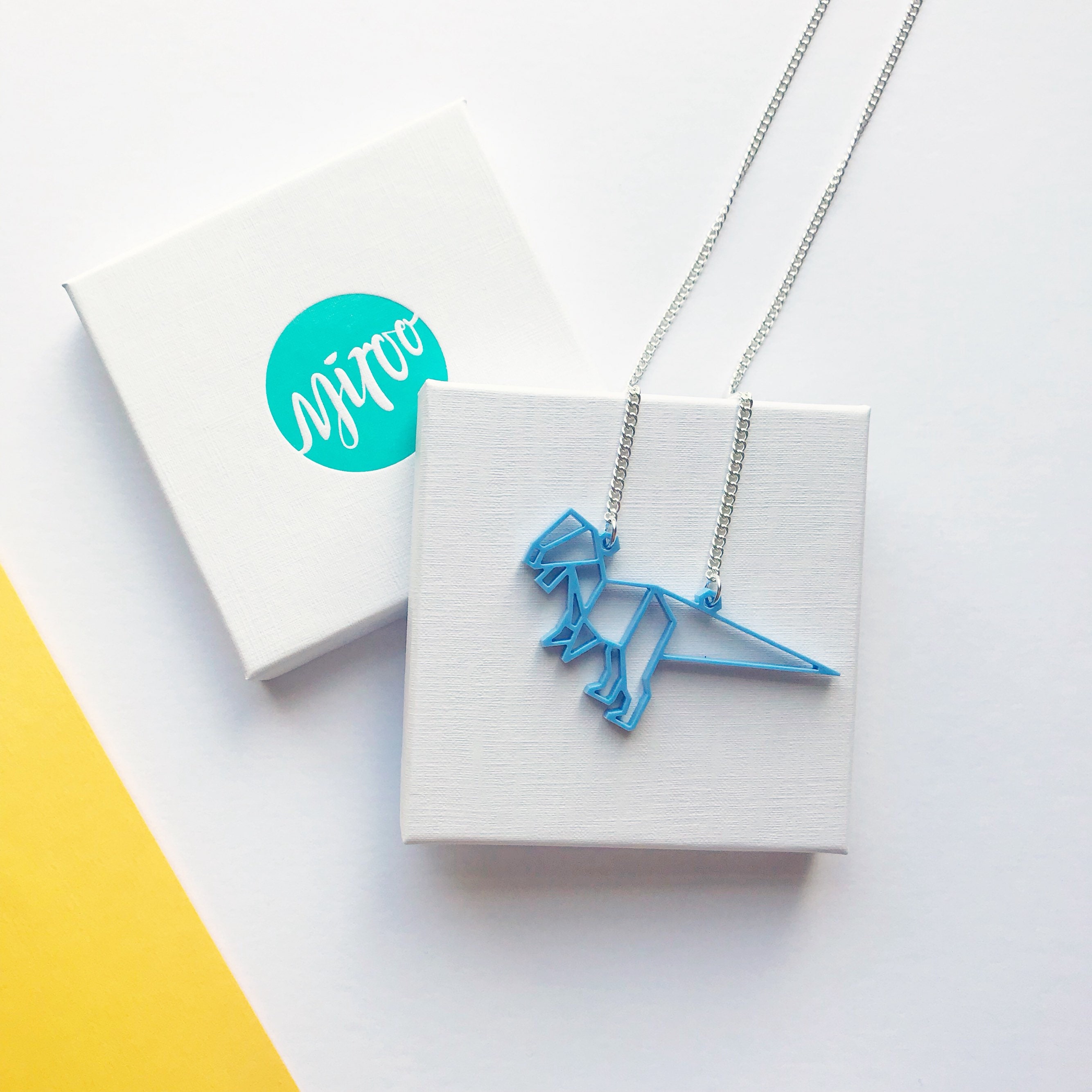 Dinosaur Necklace // Origami T-rex necklace laser cut | Etsy