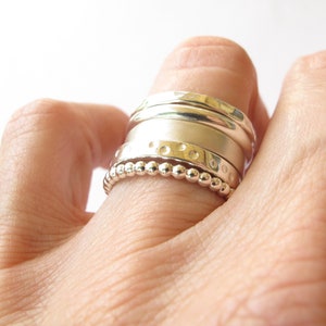 Sterling Silver Stacking Ring Set, Five Stacking Rings With Various ...