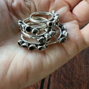 Organic Water Cast Silver Ring, Oxidised, Recycled Sterling Silver Ring, 3mm Wide Square Band ...