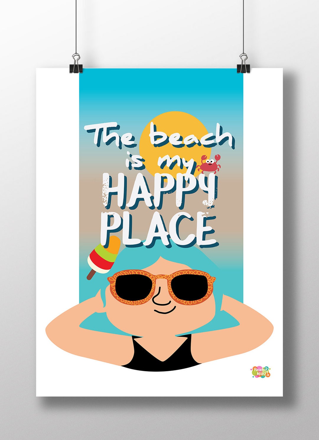 Printable the Beach is My Happy Place Poster. Summer Wall - Etsy
