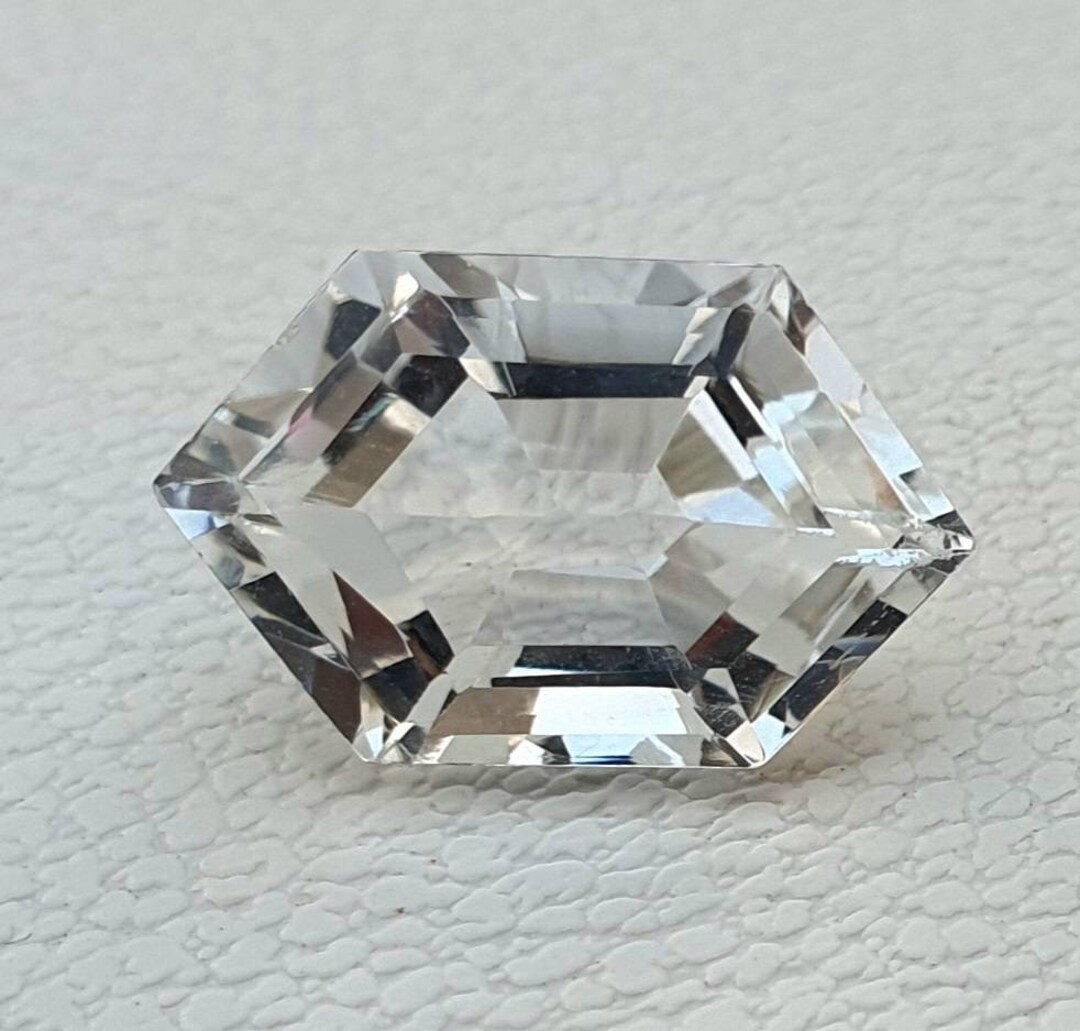 AAA Clear Quartz Faceted Hexagon Gemstone 16x10mm. Natural Crystal ...