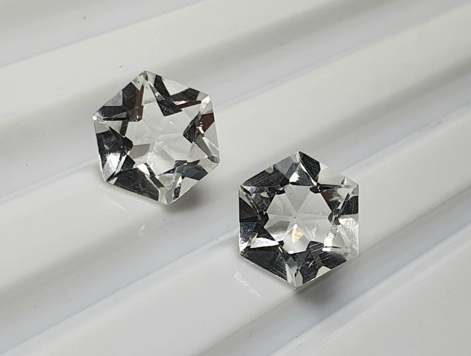 AAA 9MM Clear Quartz Faceted Hexagon Gemstone Pair. Natural - Etsy