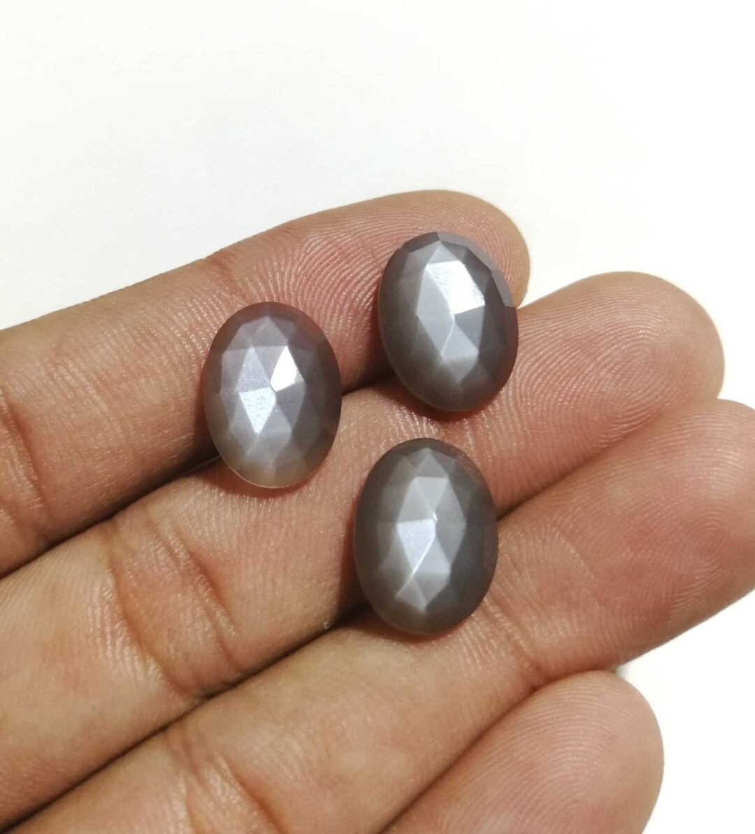 Grey Moonstone Rosecut Oval Shape Cabochon. 15x11mm Size. Good Quality ...