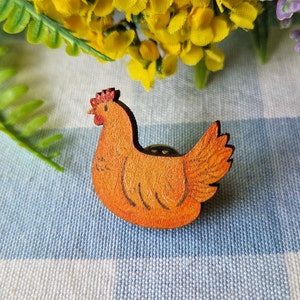 Handmade Cute Chicken Wooden Pin choice of Colours Rustic Art or Farm ...