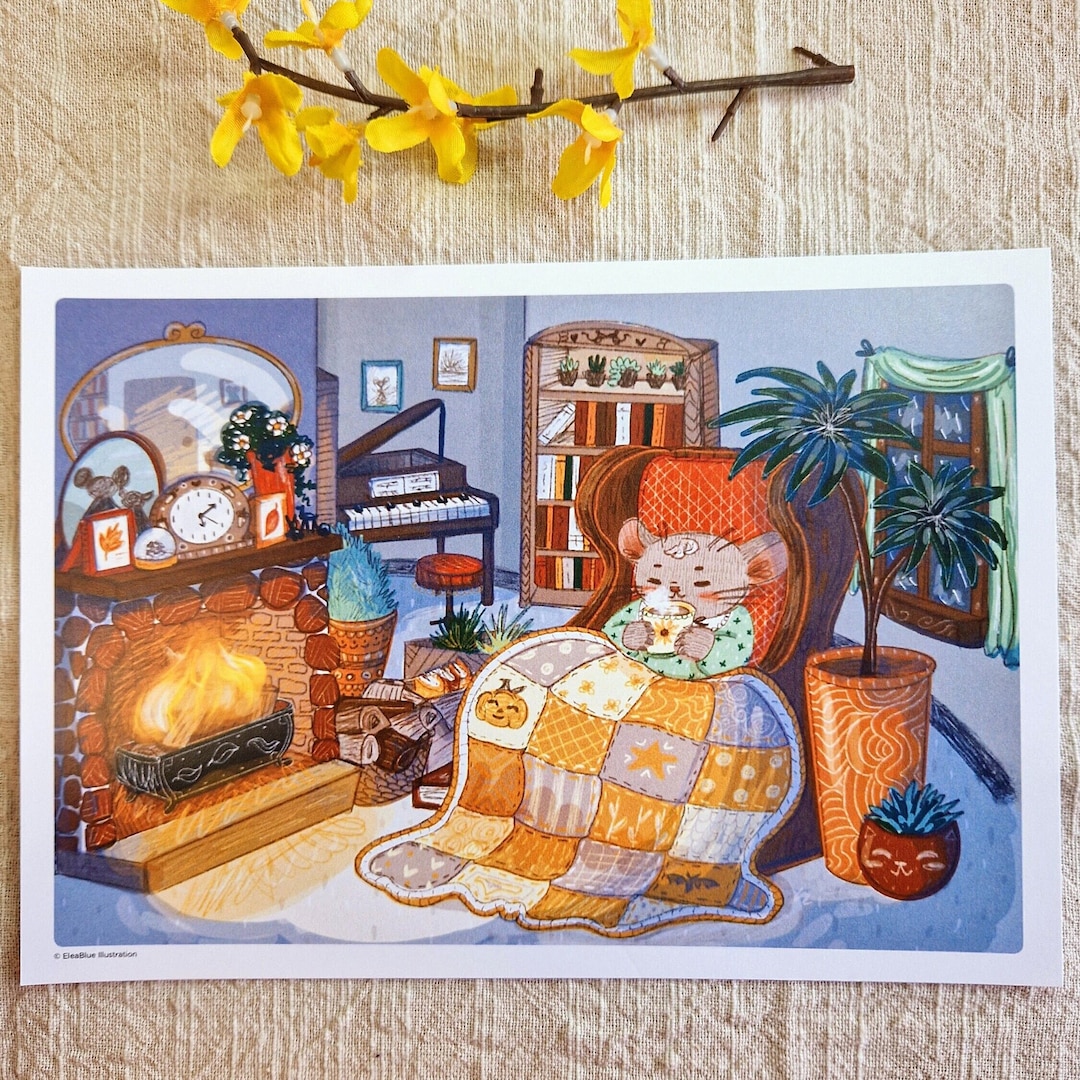 Autumn Cosiness- A4 Art Prints, Mouse Illustration, Mice, Gifts ...