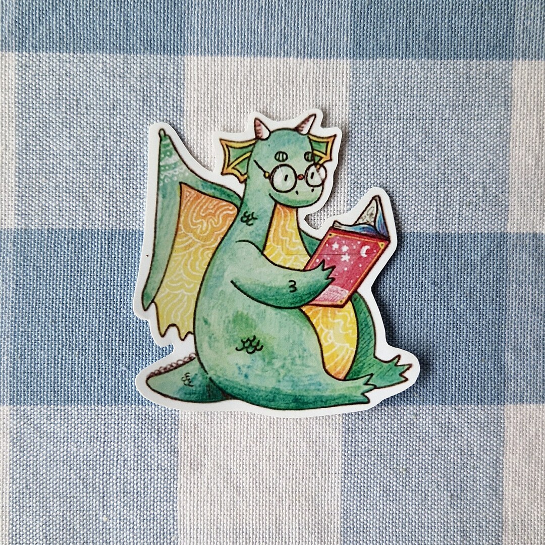 Hand-cut Book Dragon Sticker - Cute Stationery Gifts - Fantasy ...