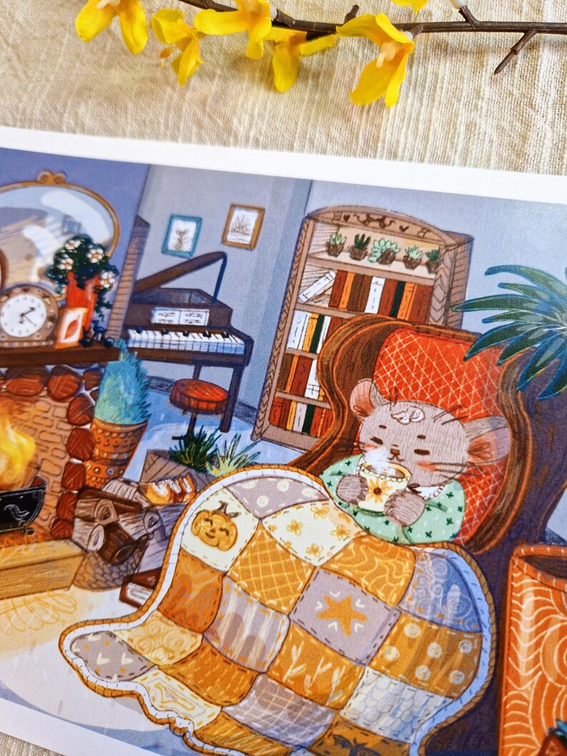 Autumn Cosiness- A4 Art Prints, Mouse Illustration, Mice, Gifts ...