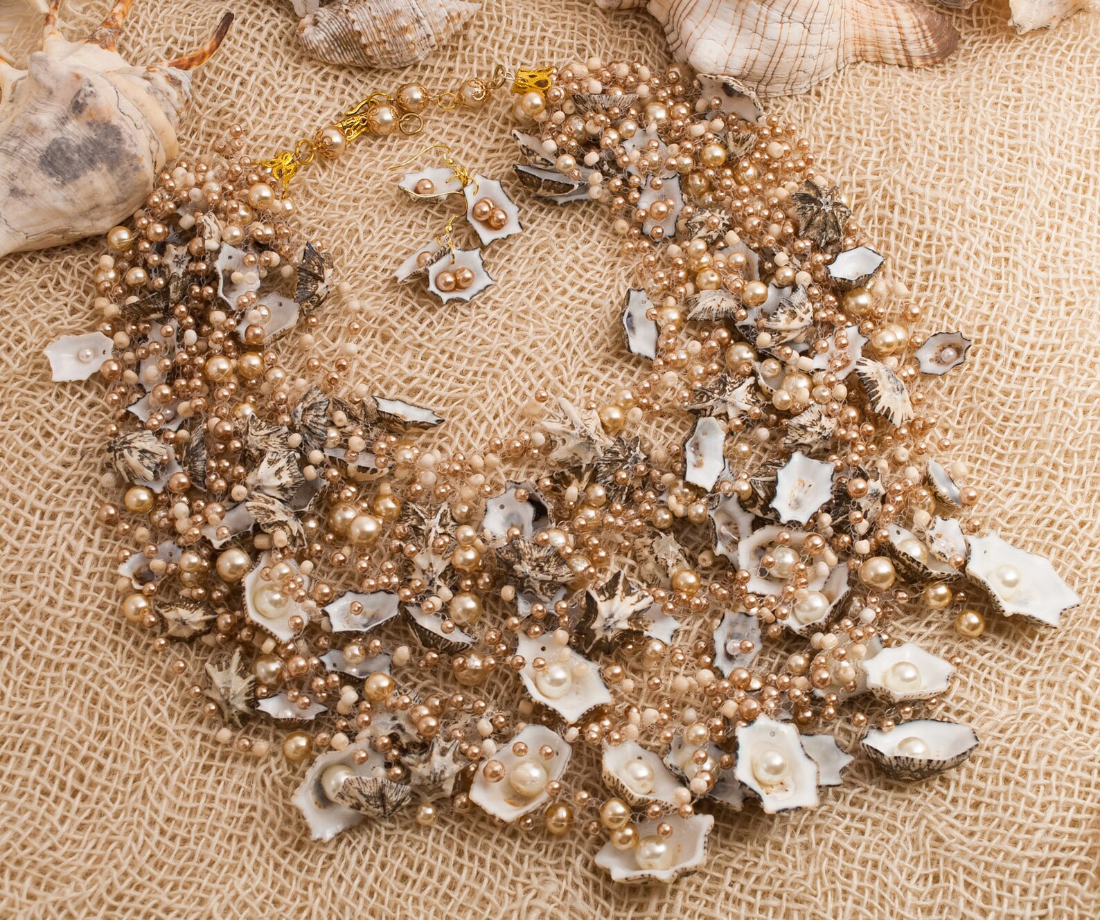 Dreams of Aphrodite Necklace Earrings Beads Seashells Sea Theme ...