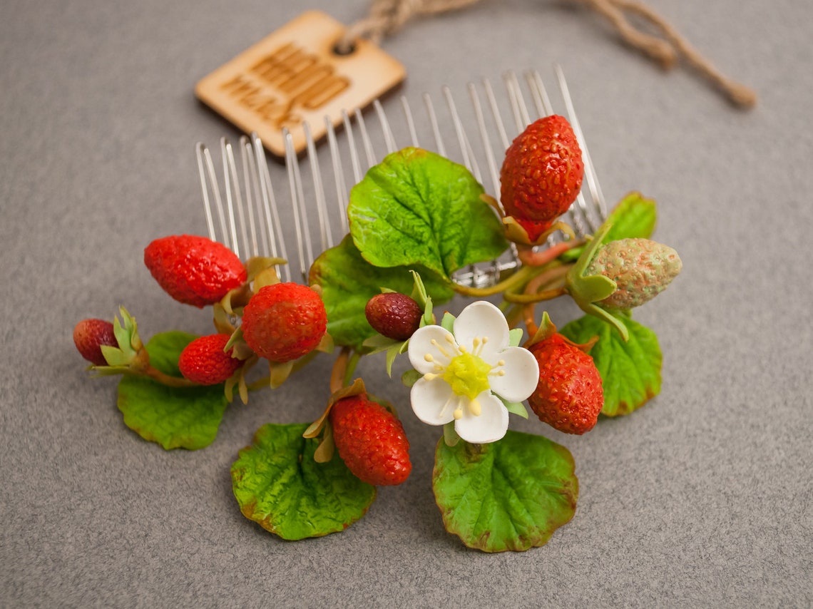 Strawberry Jewelry Set Necklace Bracelet Brooch Hair Comb Hair Pin Hair ...