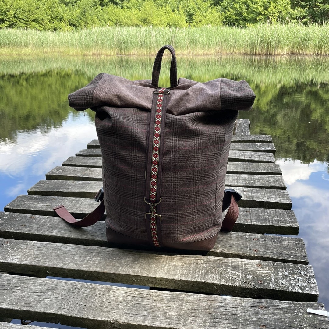 Upcycled Waterproof Roll-top Backpack, Travel Backpack, Water Resistant ...